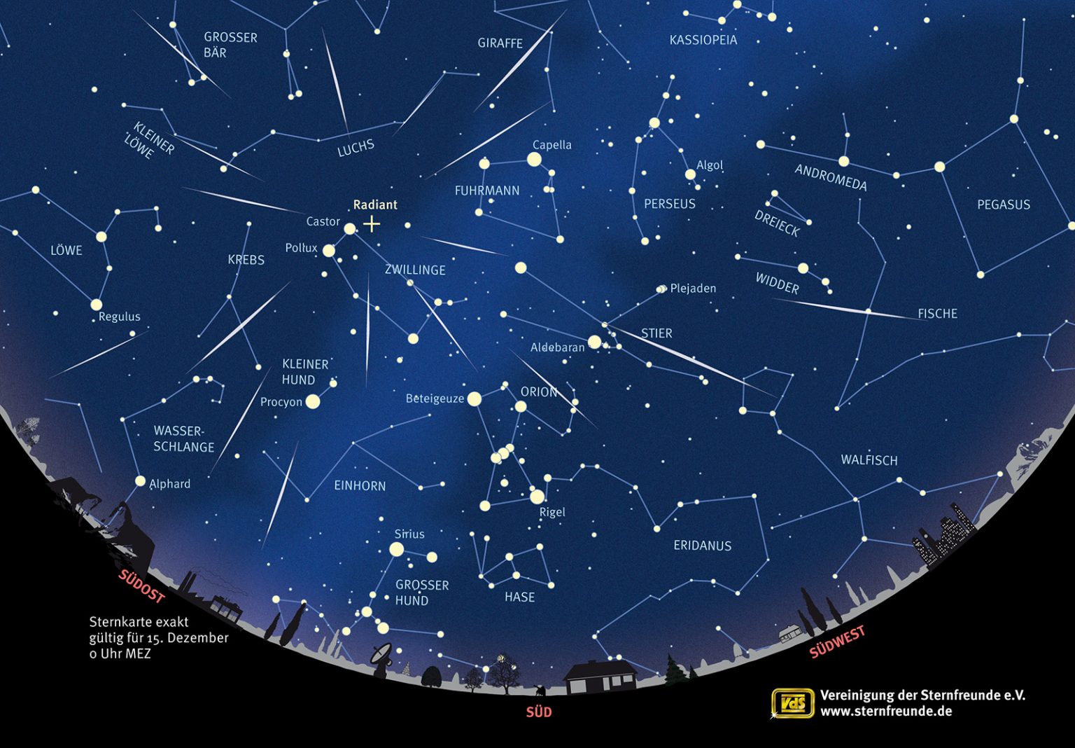 Sternschnuppen aus den Zwillingen – die Geminiden kommen – Vereinigung ...